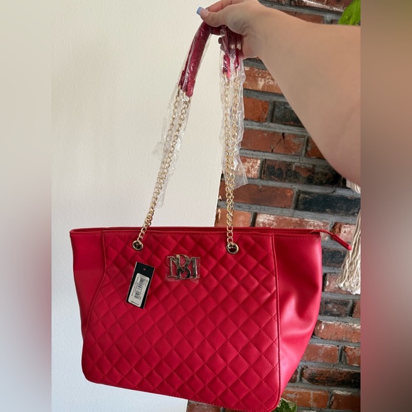Badgley Mischka | Bags | Badgley Mischka Red Quilted Tote | Poshmark